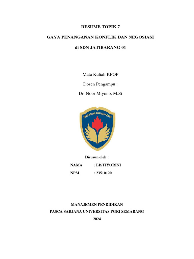 Resume Tema 7 - Listiyorini 23510120 | PDF