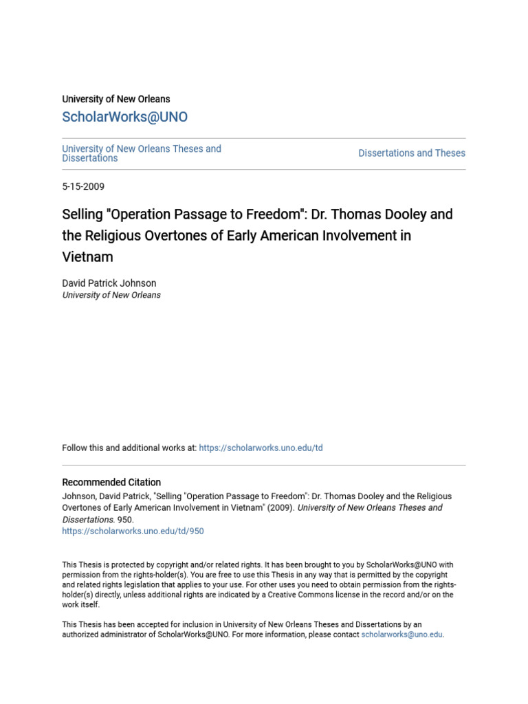 Operation Passage To Freedom - Dr. Thomas Dooley and The | PDF | Ngo ...