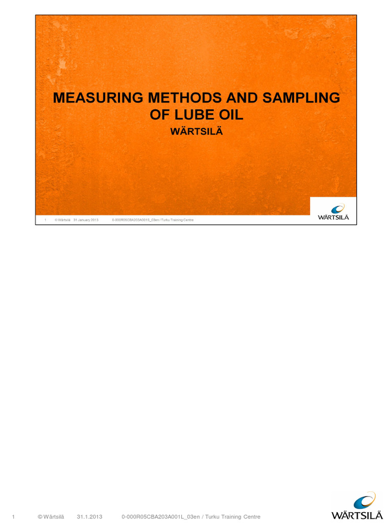 Measuring Methods and Sampling of Lub Oil | PDF | Lubricant | Engines