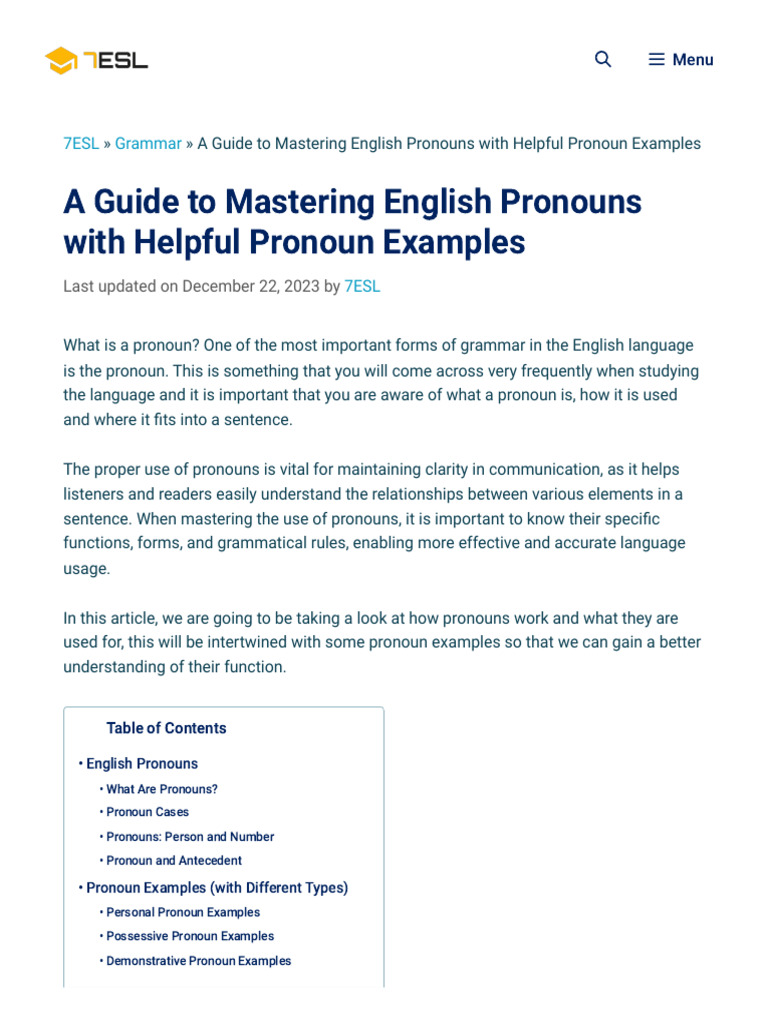 A Guide To Mastering English Pronouns With Helpful Pronoun Examples ...