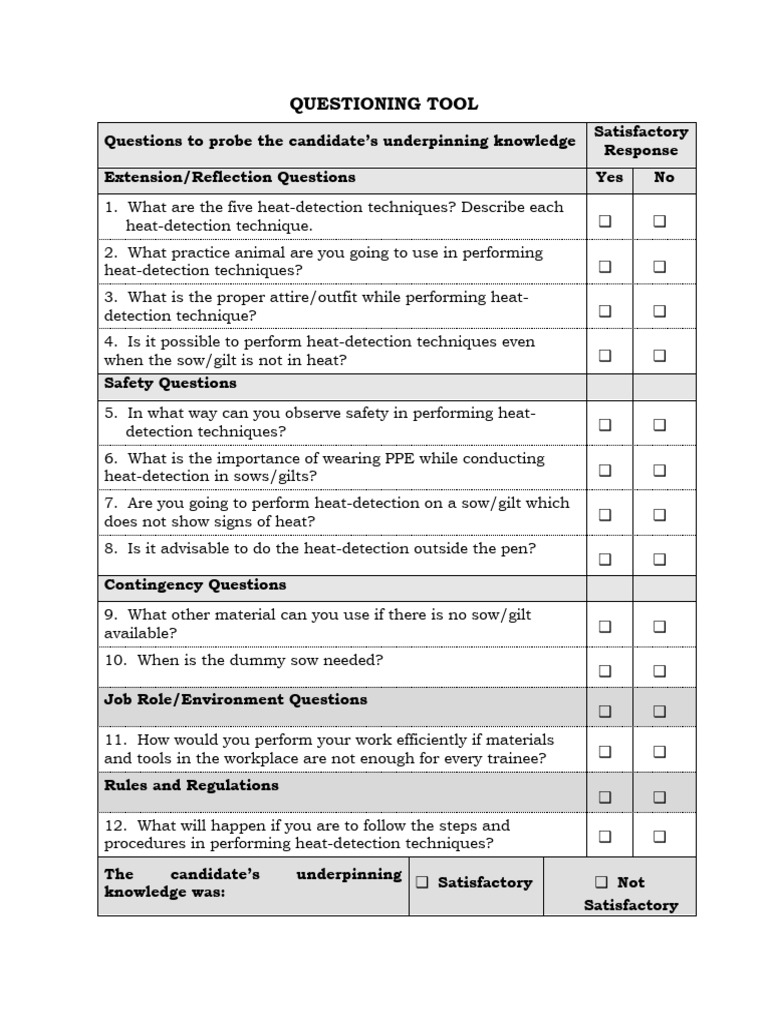 Oral Questioning Tool Model Answers Pdf Personal Protective Equipment