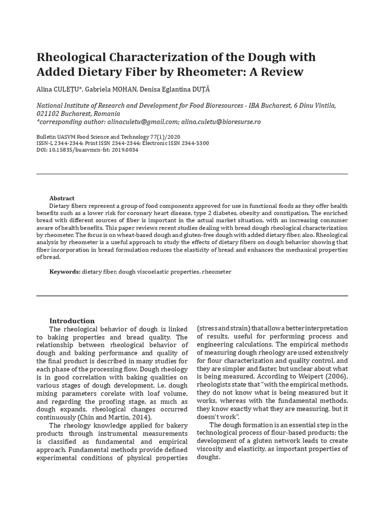 Rheological Analysis of Fiber-Enriched Dough | PDF | Dietary Fiber ...