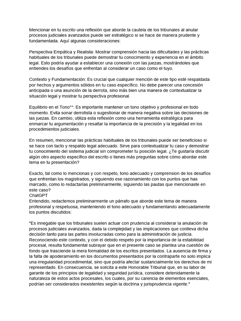 La Cautela de Los Tribunales Al Anular Procesos Judiciales Avanzados ...