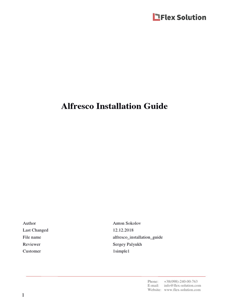 Alfresco Installation Guide | PDF | File Transfer Protocol | Installation (Computer Programs)