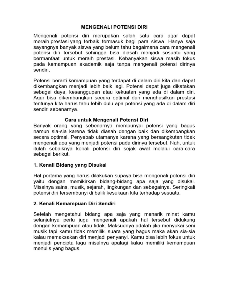 Materi 7 - Mengenali Potensi Diri | PDF