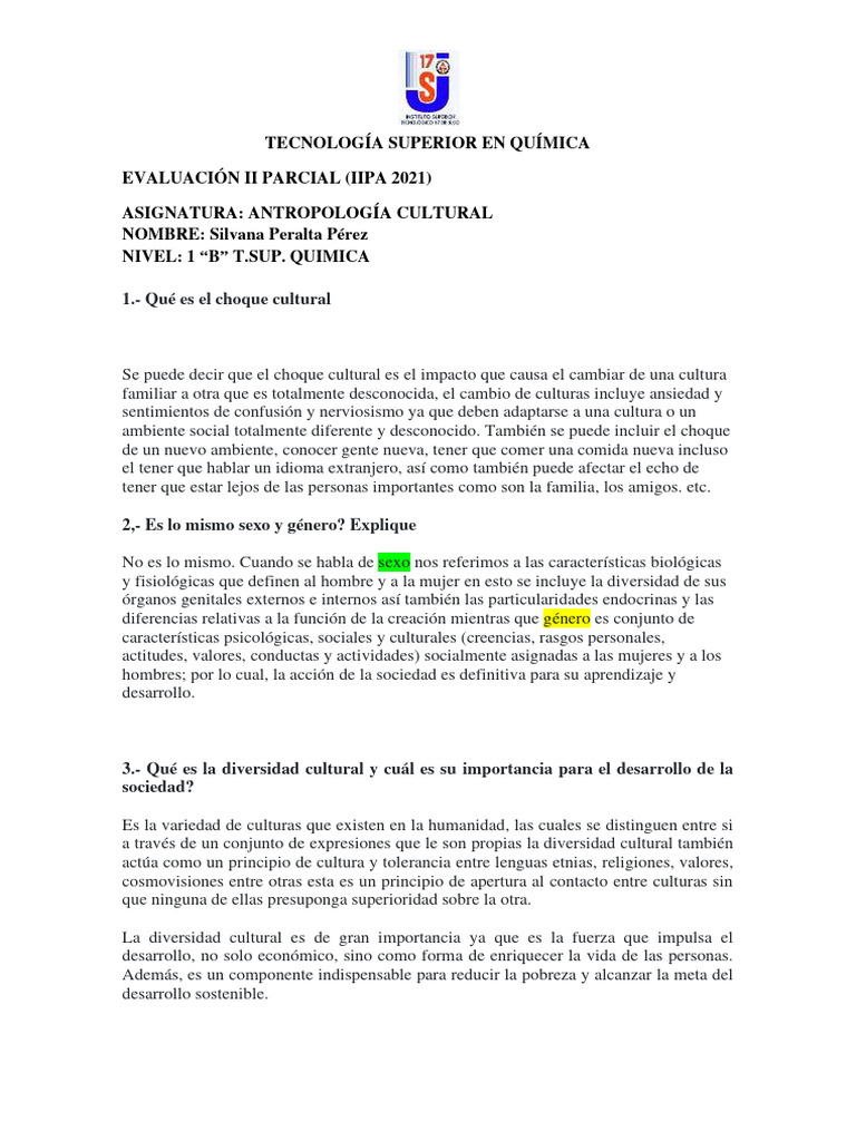 Evaluación II PARCIAL TSQ | PDF | Sociedad | Género