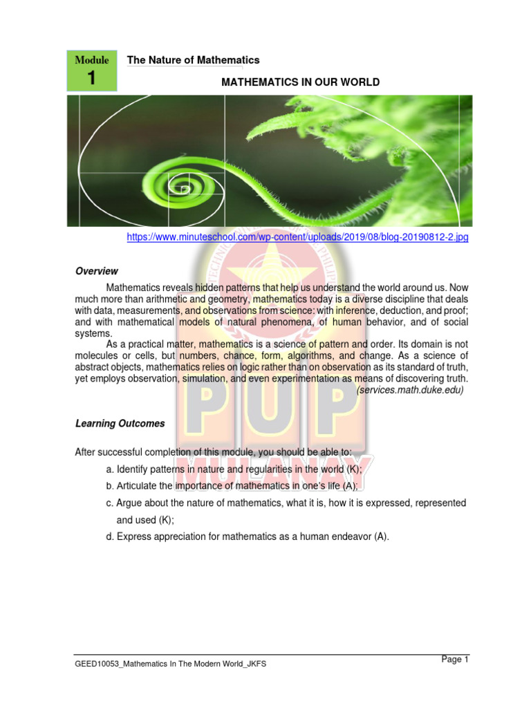 MODULE1 - Mathematics in Our World | PDF | Mathematics