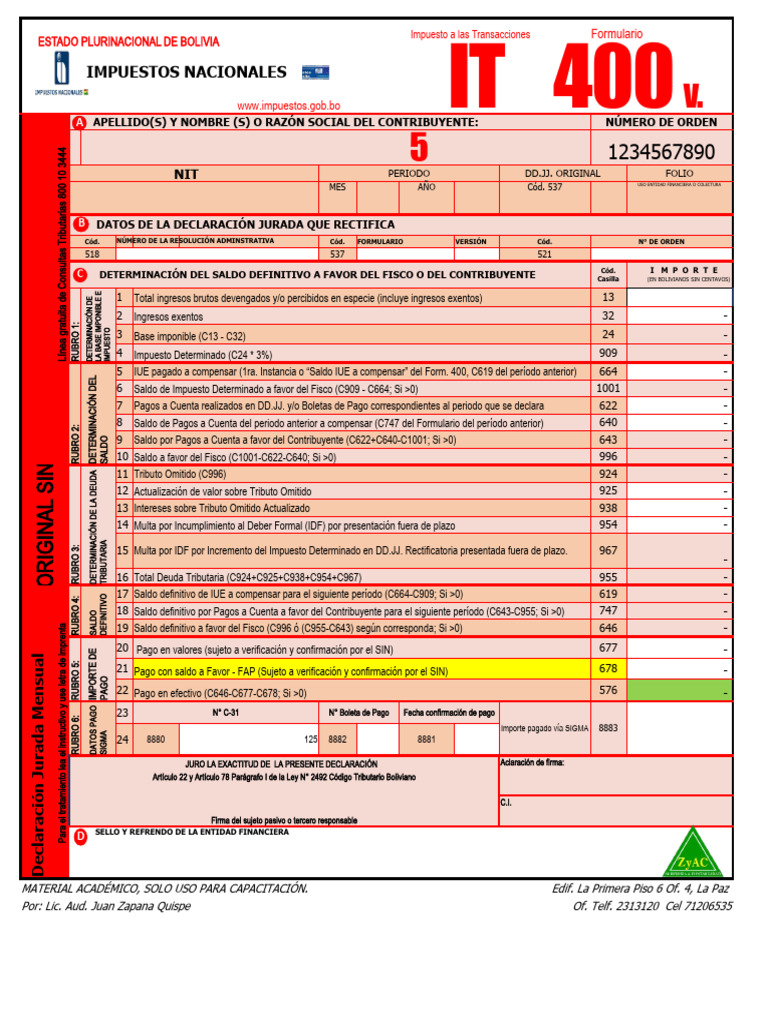 02 FORM 400. v5 | PDF | Impuestos | Finanzas del gobierno