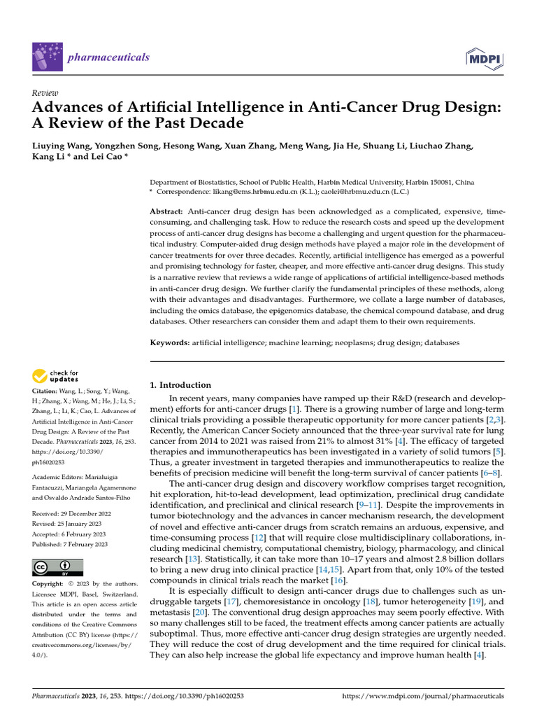 AI Innovations in Anti-Cancer Drug Design | PDF | Drug Design | Docking ...