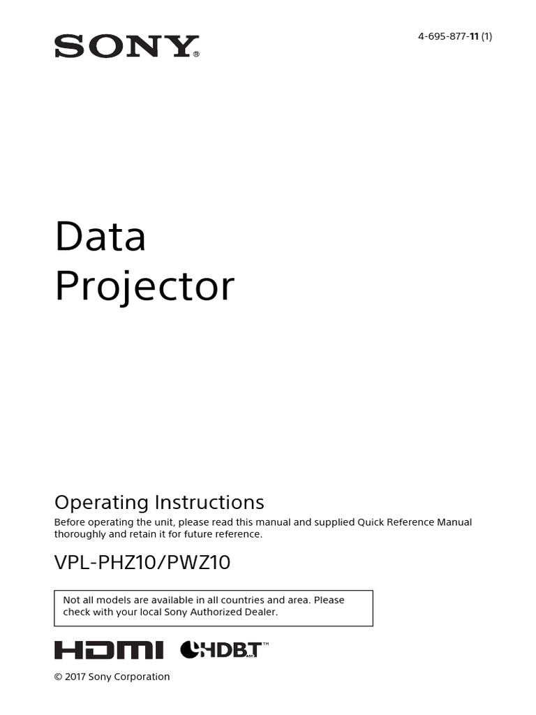 SONY Projector - Manual - 9864 | PDF | Hdmi | Cable Television
