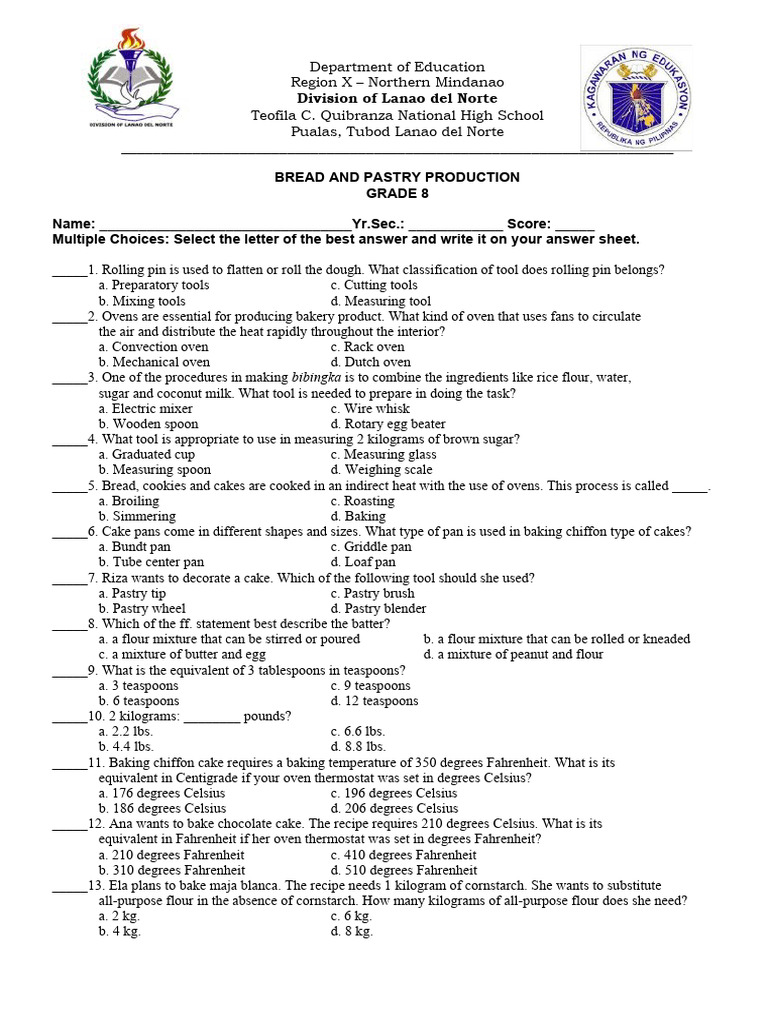 BPP-8-Exam (1) - Copy | Download Free PDF | Cakes | Hazards