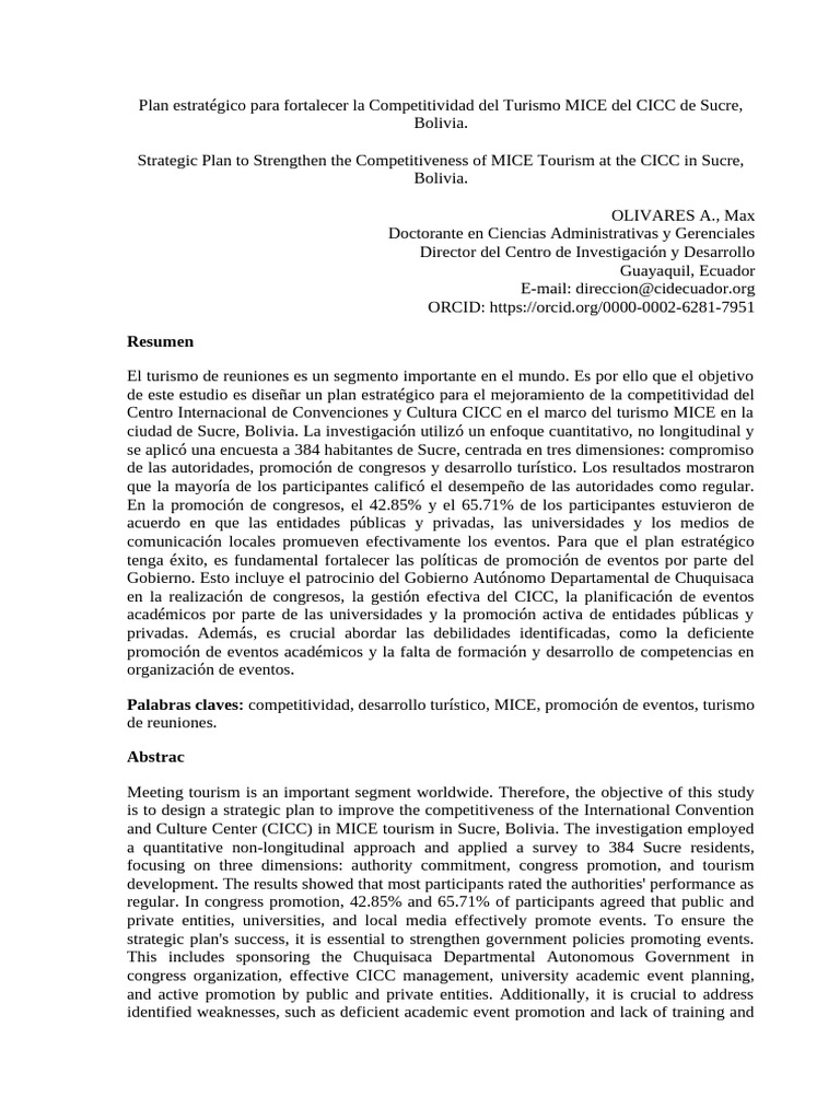 Plan Estratégico para Fortalecer La Competitividad en El CCIC V11 | PDF | Metodología de ...