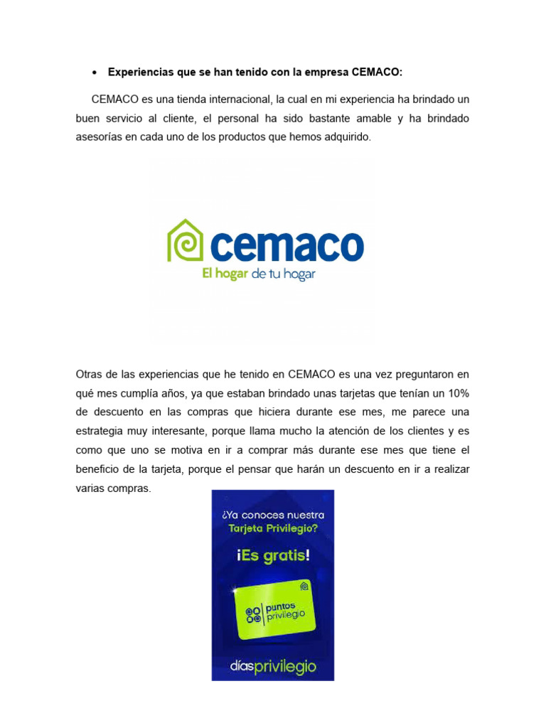 Experiencias Positivas en CEMACO | PDF