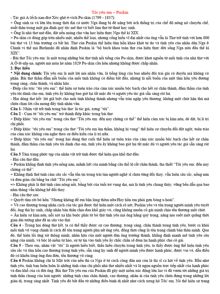 Tôi Yêu em - Puskin | PDF