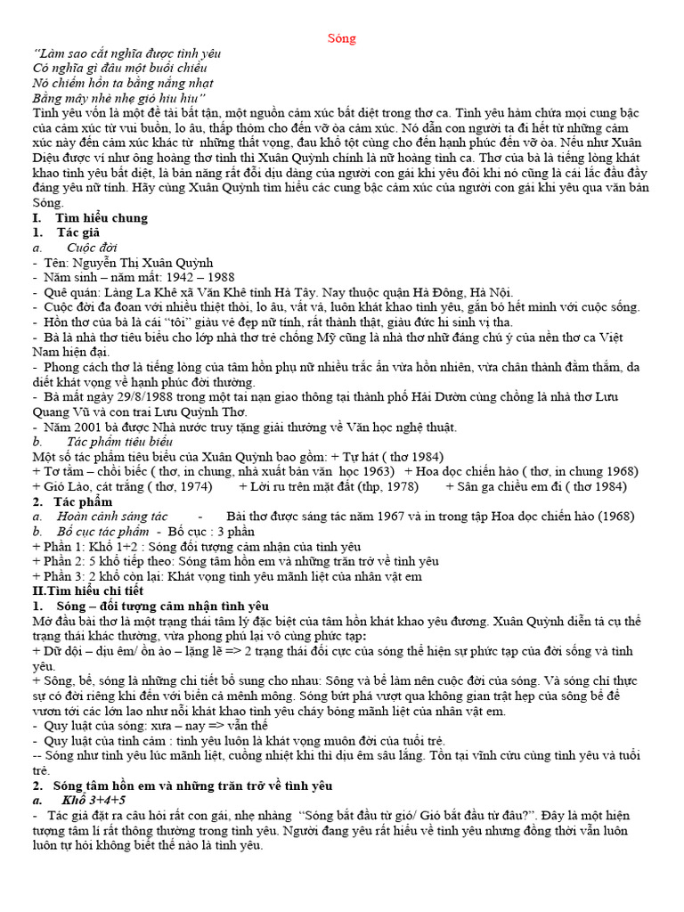 Sóng - Xuân Qu NH | PDF