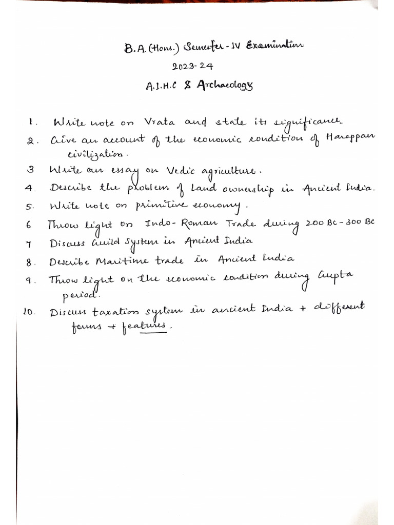 AIHC (4th Sem) Paper 2 | PDF