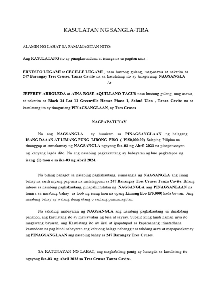 Kasulatan NG Sangla | PDF