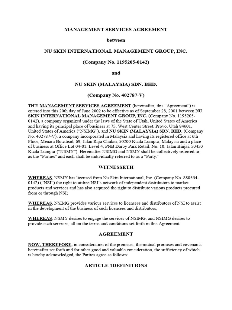 Management Services Agreement Overview | PDF | Legal Remedy | Bankruptcy