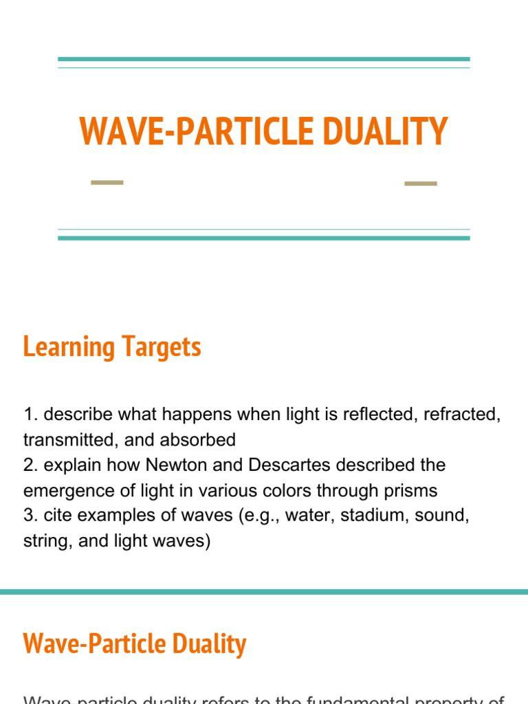 Lesson 3.1 - Wave Particle Duality | PDF