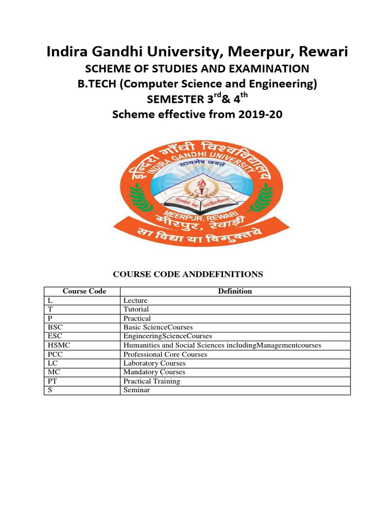 BTECH - 3rd and 4th Sem - CSE | PDF | Databases | Equations