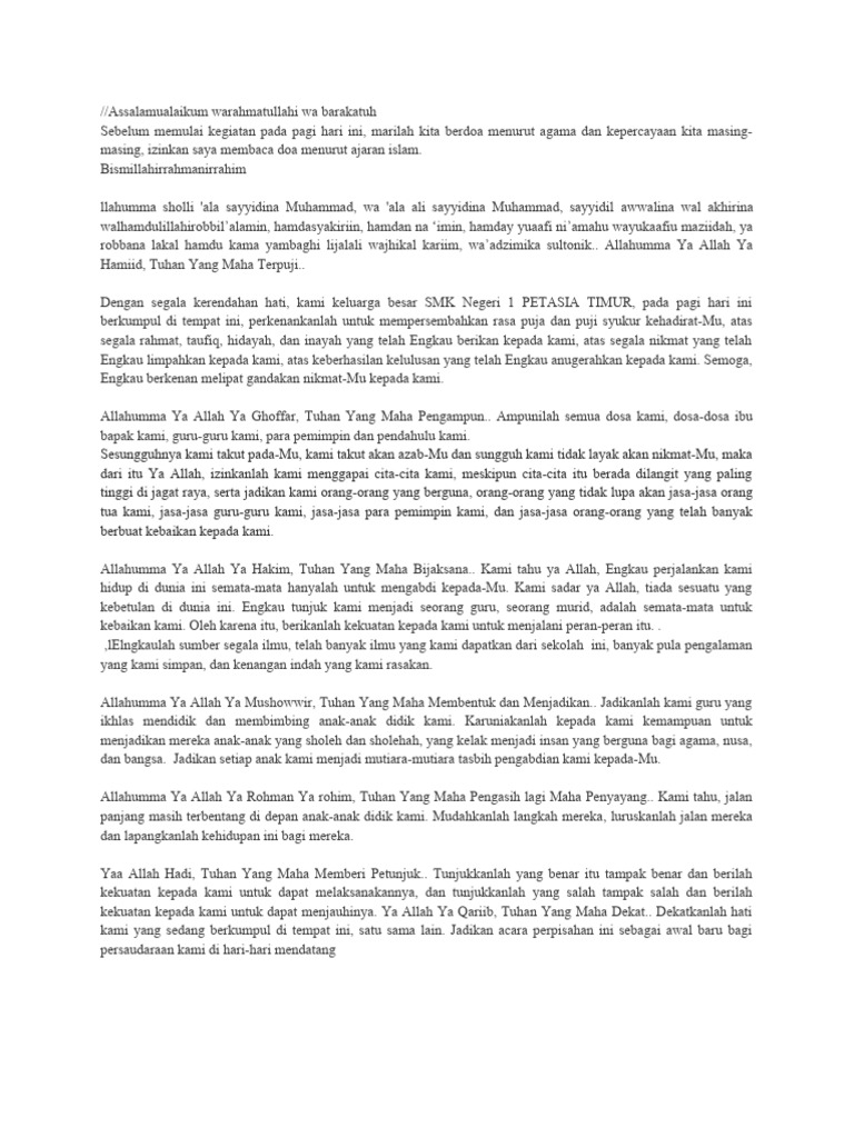 Doa Syukur dan Harapan SMK Negeri 1 | PDF