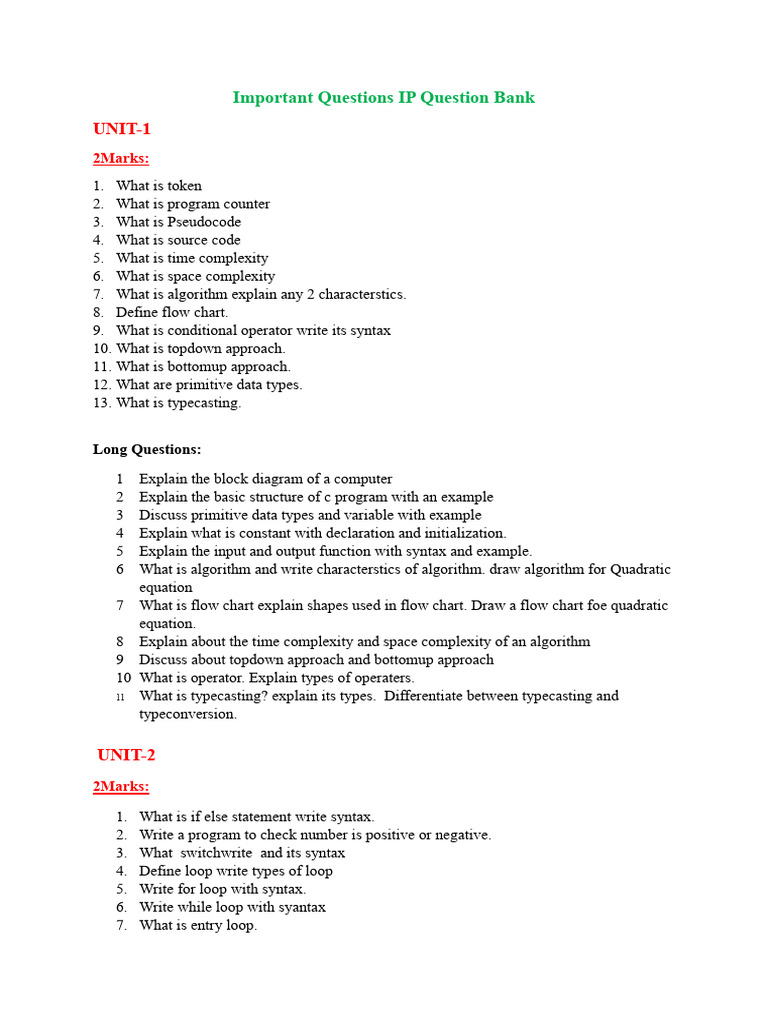 important questions IP | PDF | Pointer (Computer Programming) | Control ... important questions IP | PDF | Pointer (Computer Programming) | Control ...