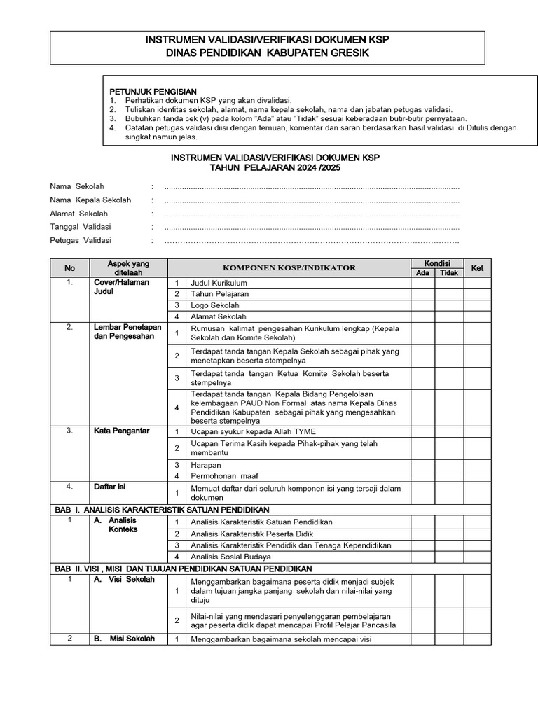 4.2 Instrumen Validasi KSP 2024 2025 | PDF