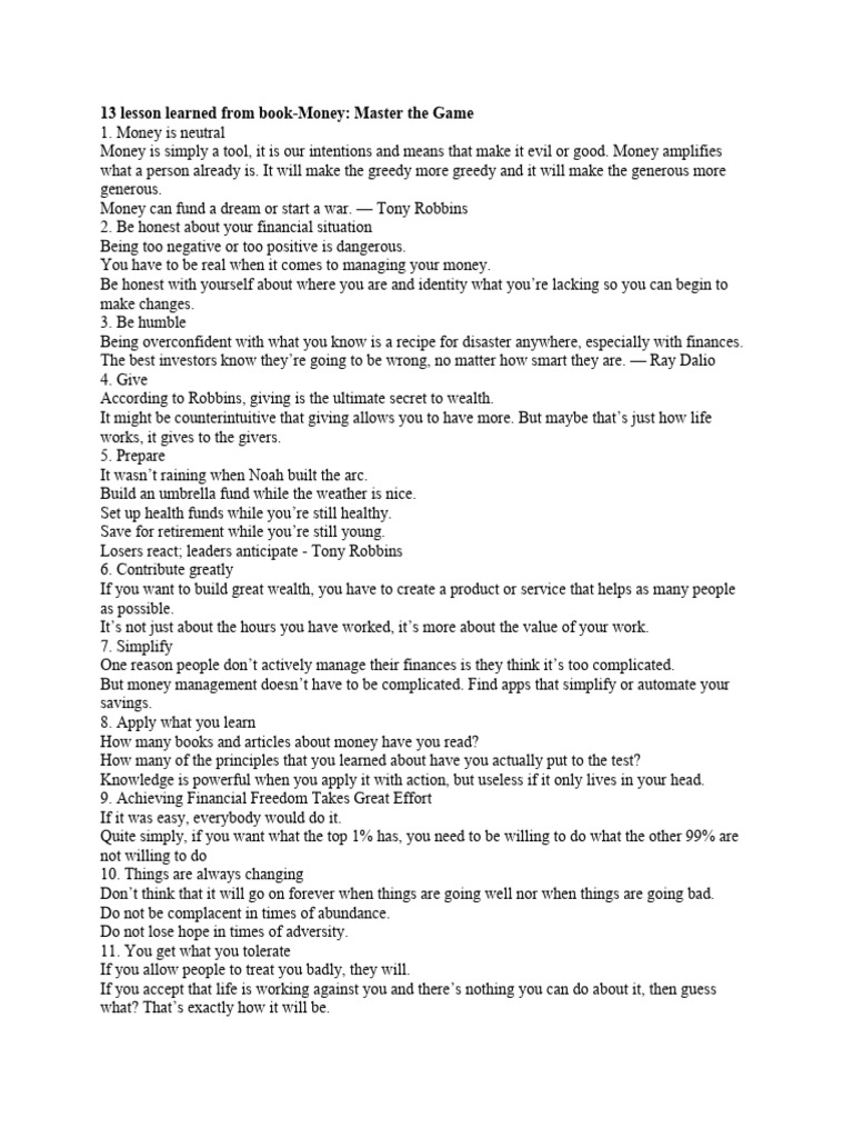 13 Lesson Learned From Book | PDF | Motivation | Motivational