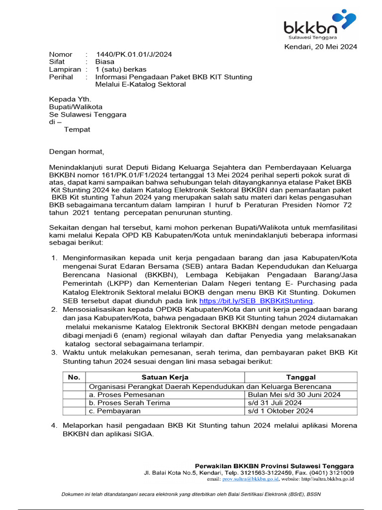 Tte Surat BKB Kit Stunting e Katalog 2024 | PDF
