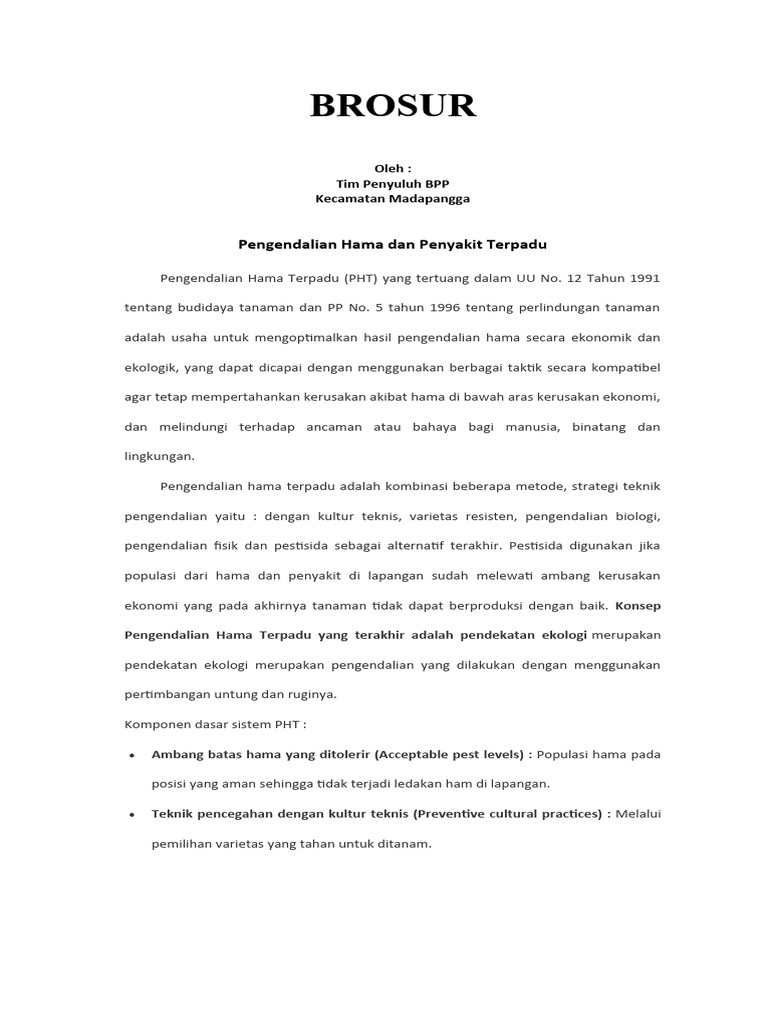 BROSUR Pengendalian HPT Terpadu | PDF