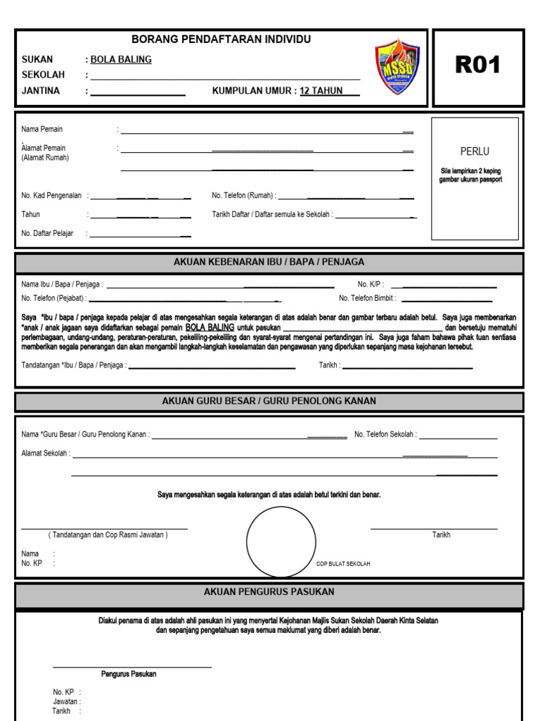 Borang R01 & R02 Lelaki | PDF