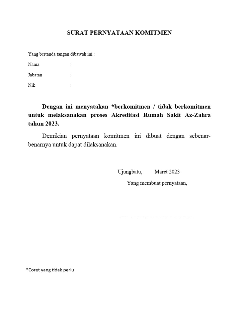 Surat Pernyataan Komitmen Akreditasi | PDF | Bisnis