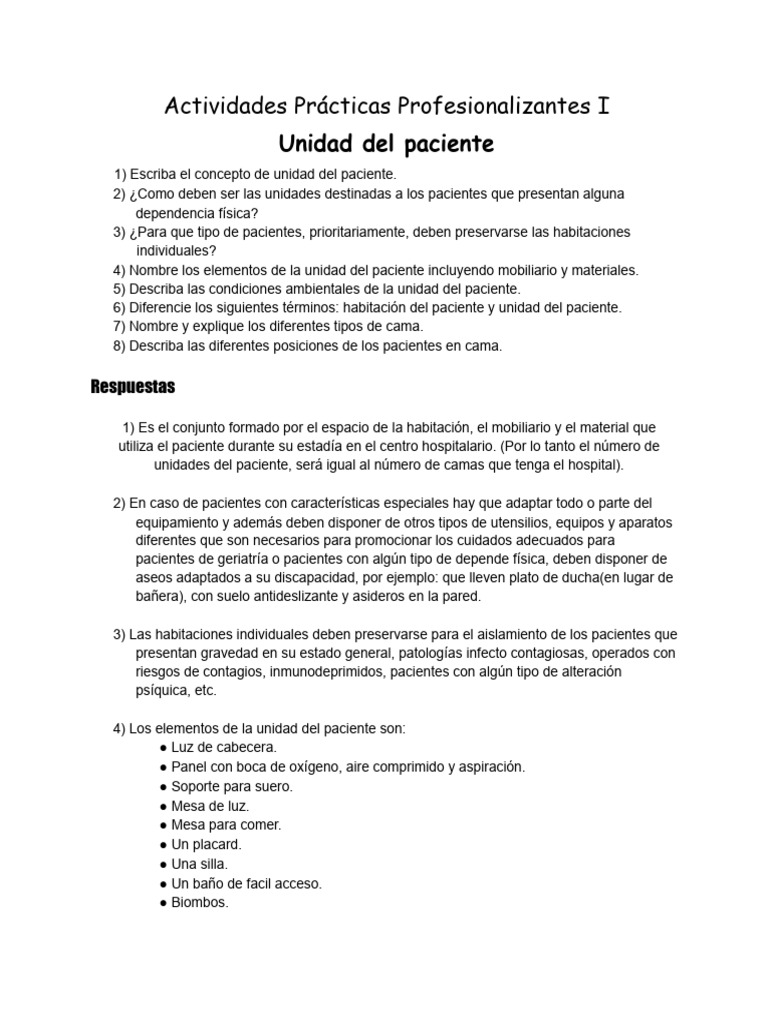 Unidad Del Paciente | PDF | Términos anatómicos de ubicación | Higiene