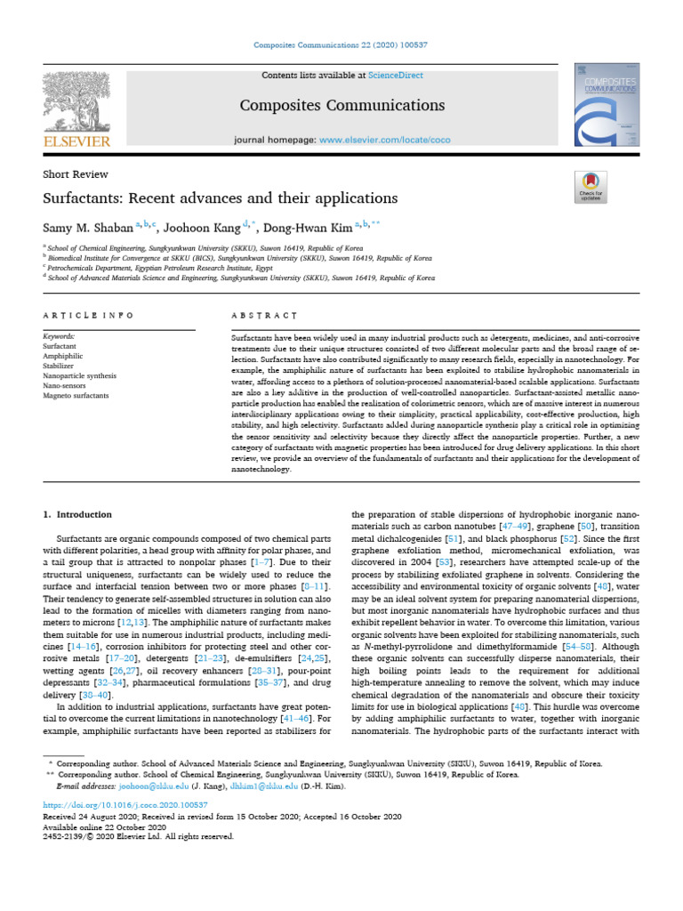 Surfactants - Recent Advances and Their Applications | PDF ...