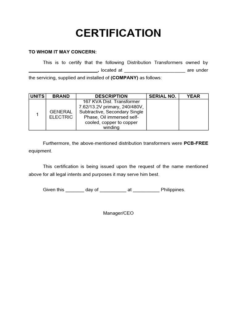 Certification Sample | PDF | Technology & Engineering