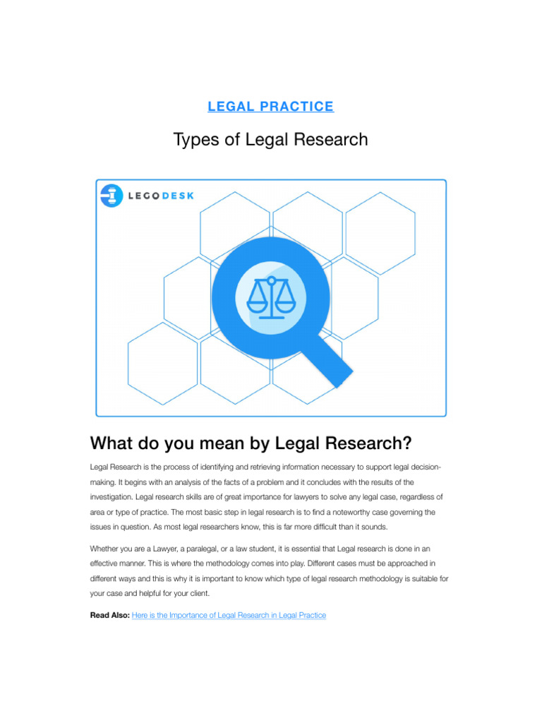 Types of Legal Research - Legodesk | PDF | Methodology | Qualitative ...
