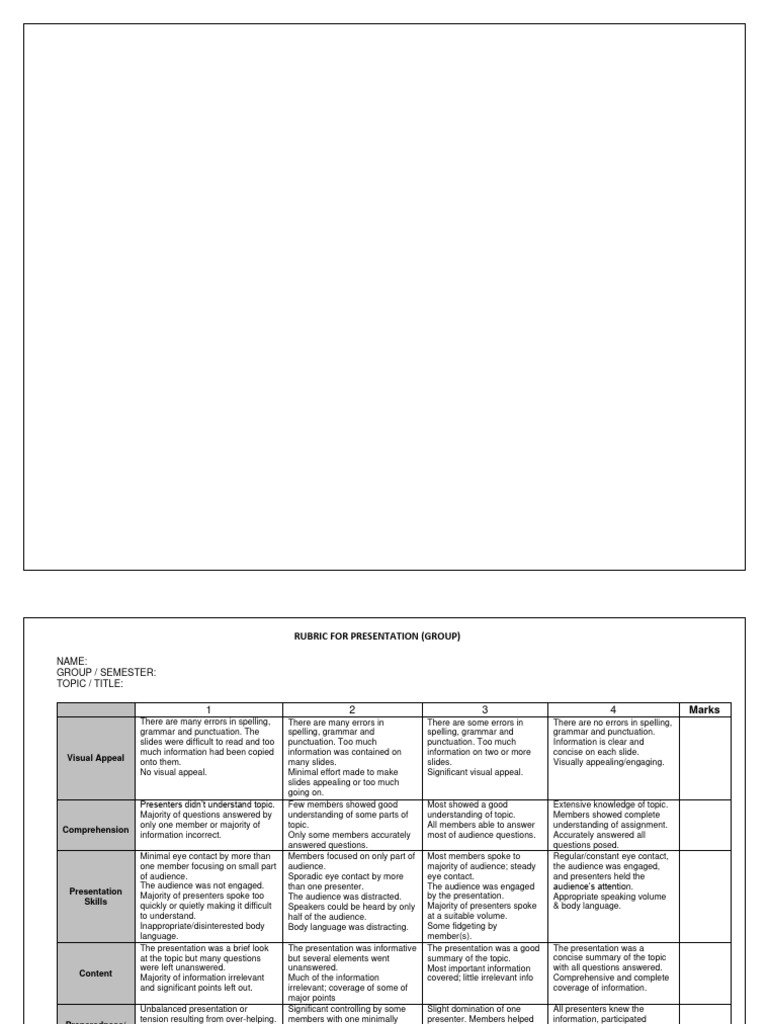 Rubric For Presentation (Group) | PDF | Learning | Communication