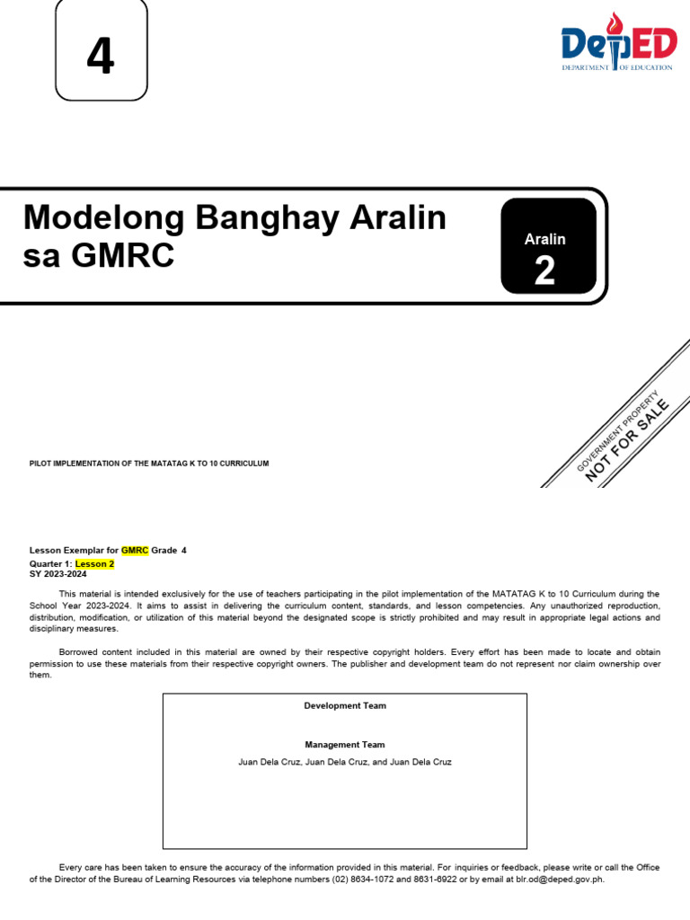 Lesson Exemplar GMRC 4 | PDF