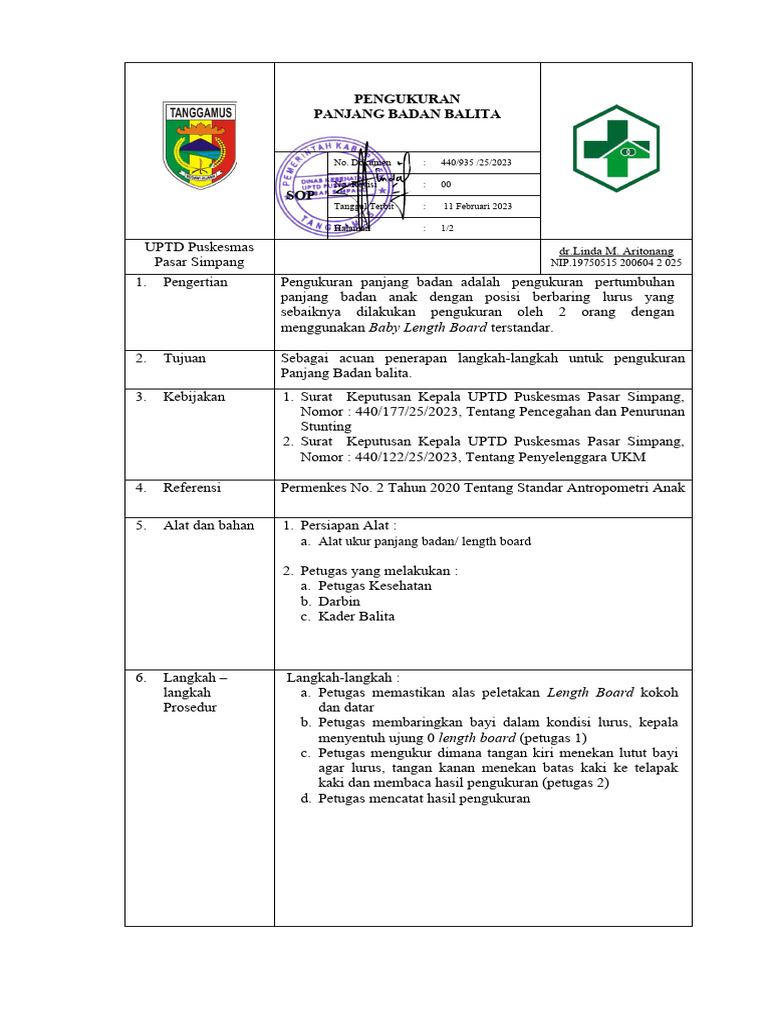 Sop Pengukuran PB Balita | PDF