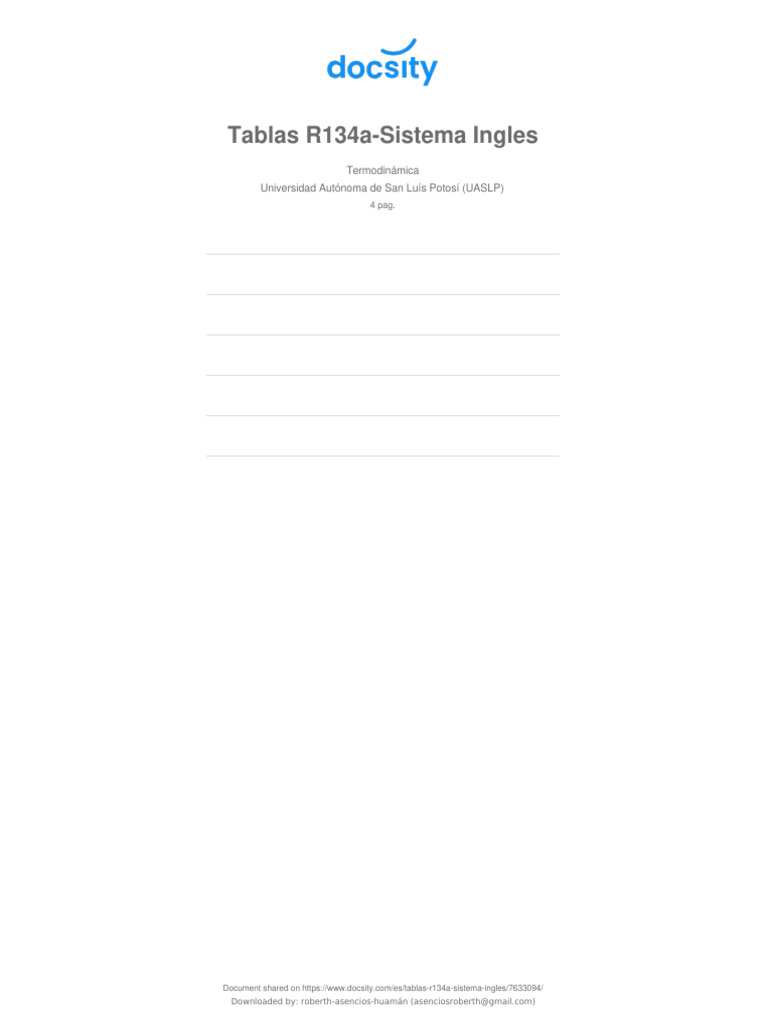 Docsity Tablas R134a Sistema Ingles | PDF | Enthalpy | Mechanics