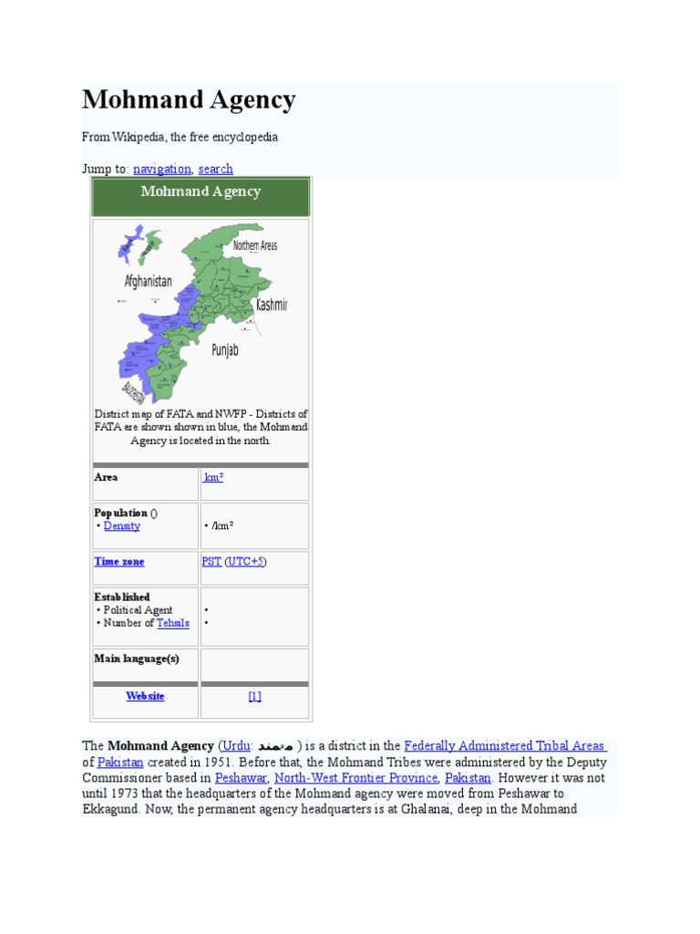 History and Geography of Mohmand Agency | PDF | Khyber Pakhtunkhwa ...