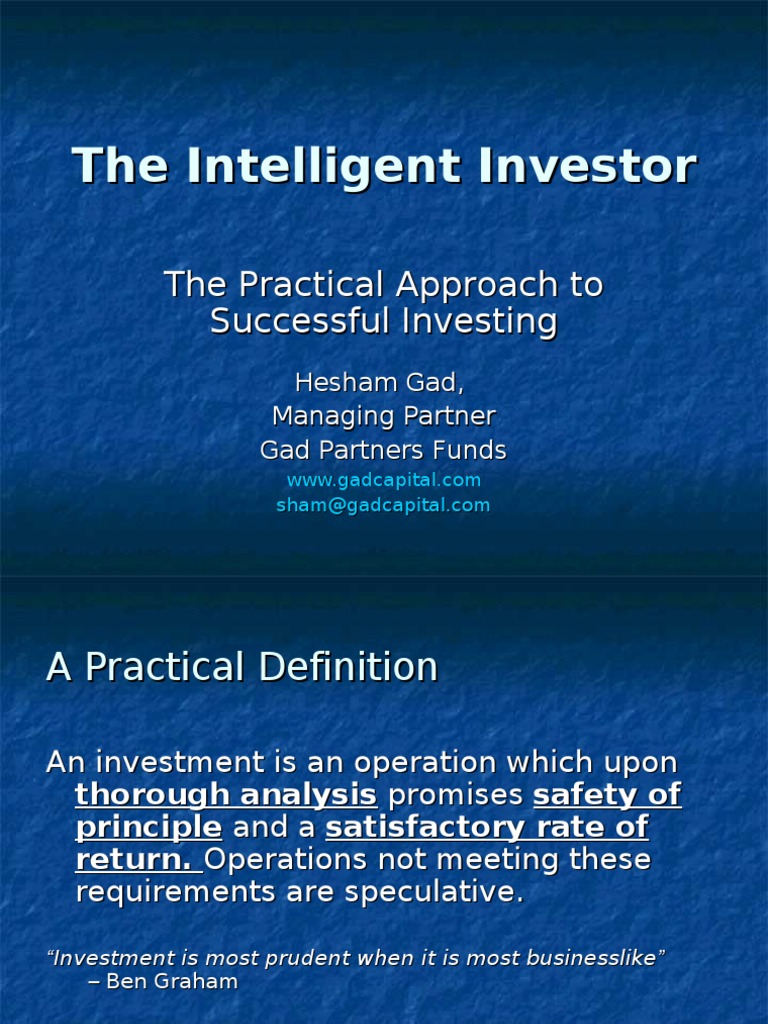 Intelligent Investor Presentation-Boston | PDF | Investing | Investor