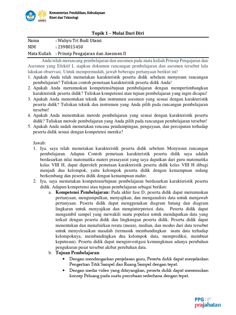 Topik 1 - Mulai Dari Diri - Wahyu Tri Budi Utami - 2 | PDF