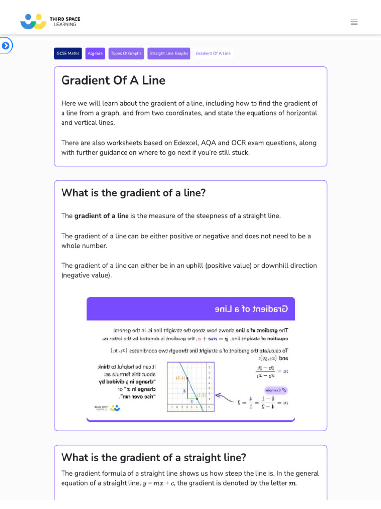 Gradient Of A Line Gcse Maths Steps Examples And Worksheet Pdf