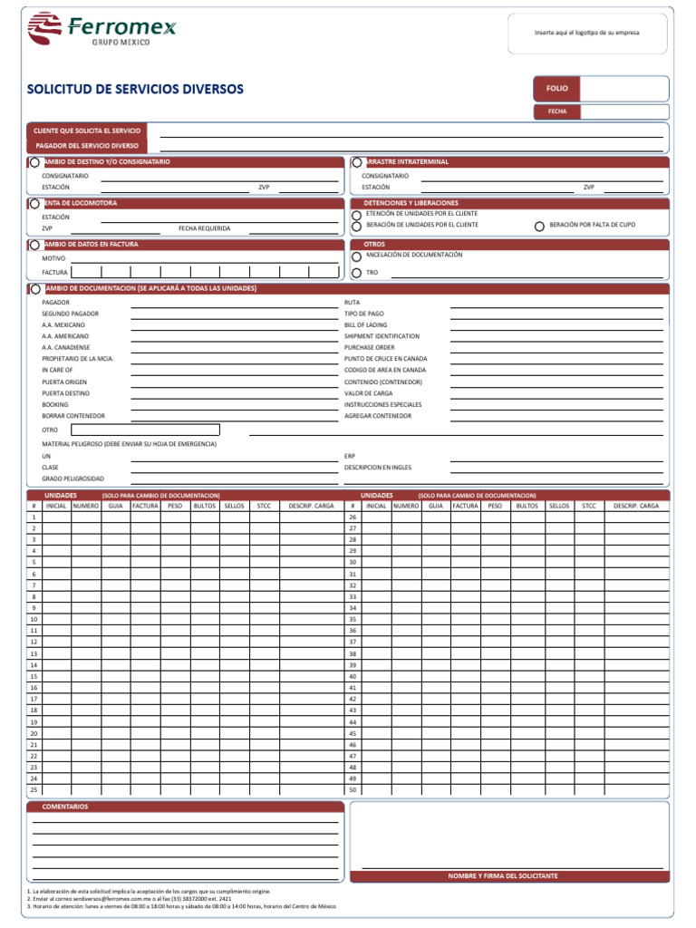 Solicitud de Servicios Diversos TAMU500075 | PDF