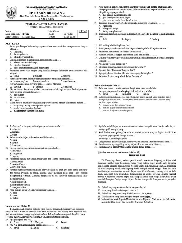 Tema 5-A - Kelas 3 | PDF
