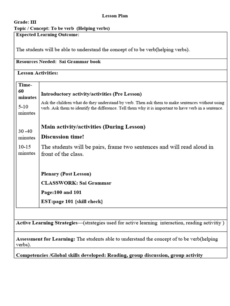 LP - 3 To Be Verbs | PDF | Language Arts & Discipline | Science ...