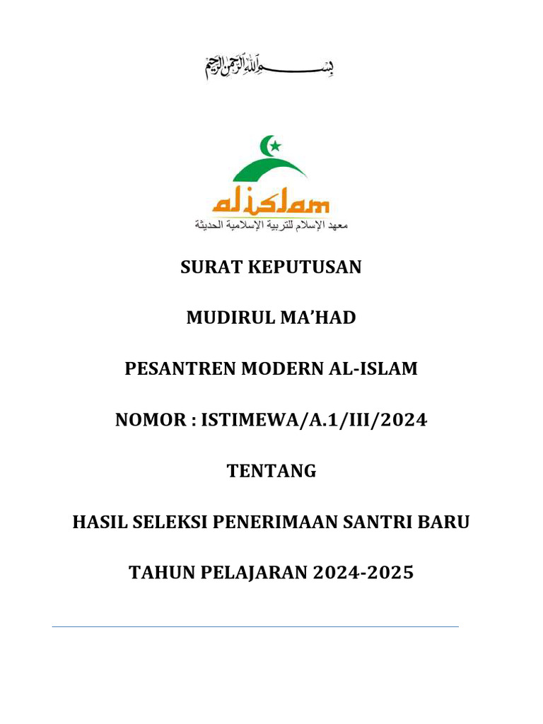 Kelulusan PPDB TP 2024 2025 | PDF
