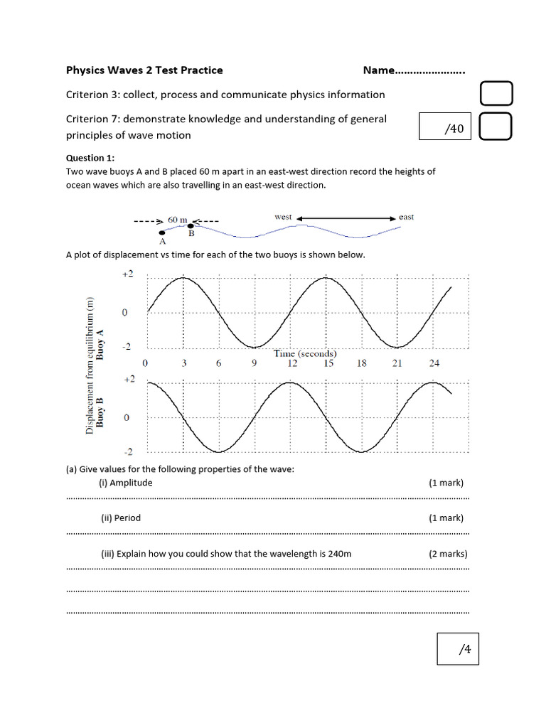 Physics Waves Test Practice Guide | PDF | Antenna (Radio) | Wavelength