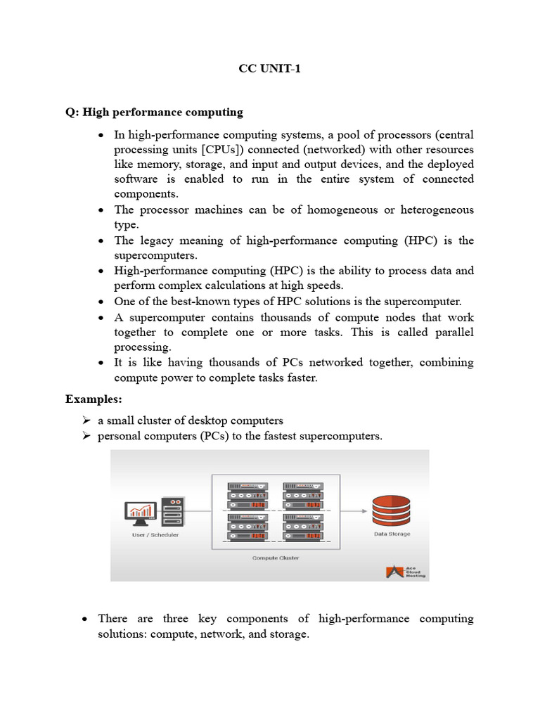 CC Unit-1 | PDF | Computer Cluster | Supercomputer